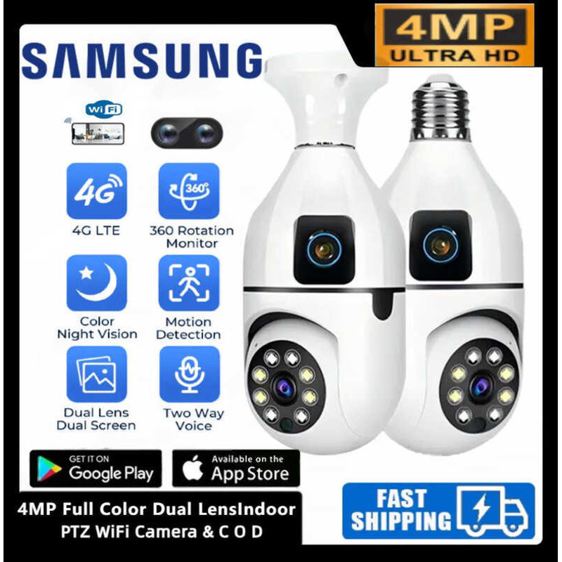 Samsung Dual Lenses Cellphone Camera Wifi Connect 360 HD 4Mp Light Bulb ...