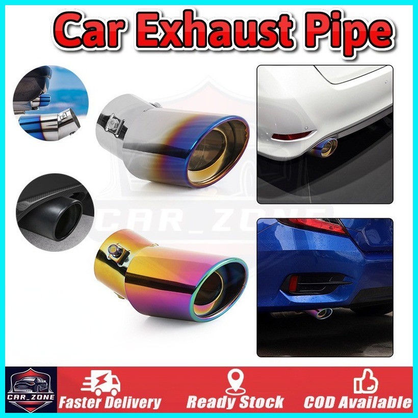 【COD】Universal Car Exhaust Muffler 6 Color Tip Round Stainless Steel ...
