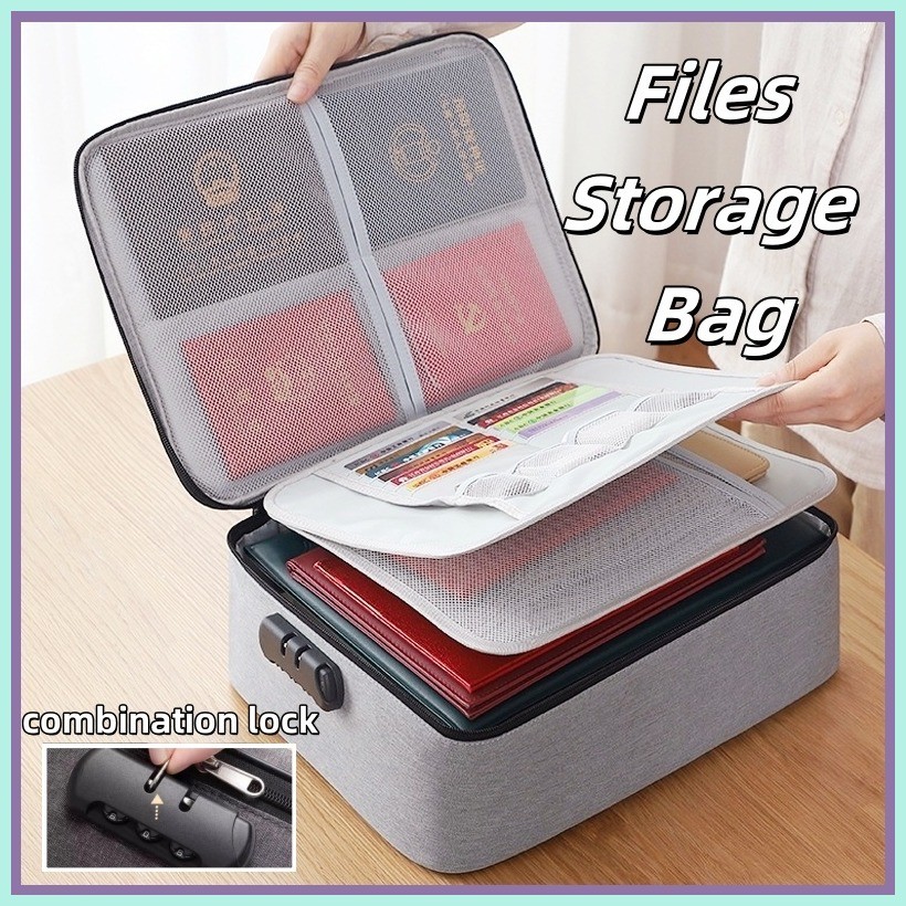 Storage Bag Large Capacity for Files with Lock Double Layer Portable ...