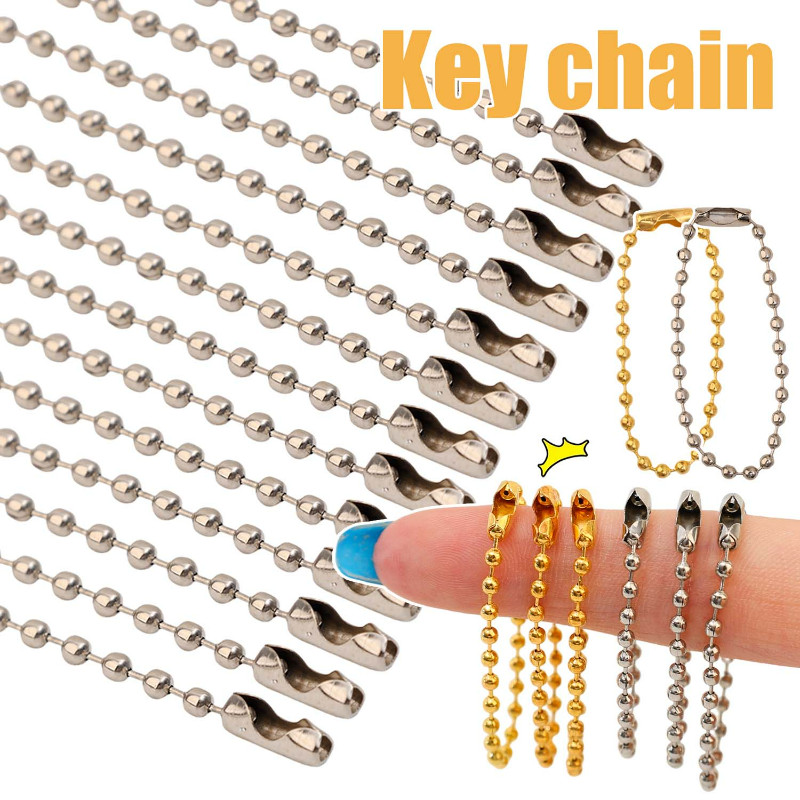 100Pcs Gold Silver Round Ball Bead Chains - DIY Dog ID Tags - 10cm Fish ...
