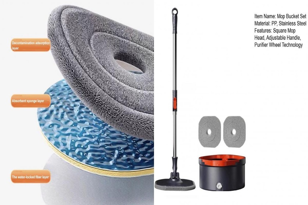 Oval Mop Bucket with Water Filling Port Mop Bucket Premium Oval Spin Mop Bucket Set with Self ...