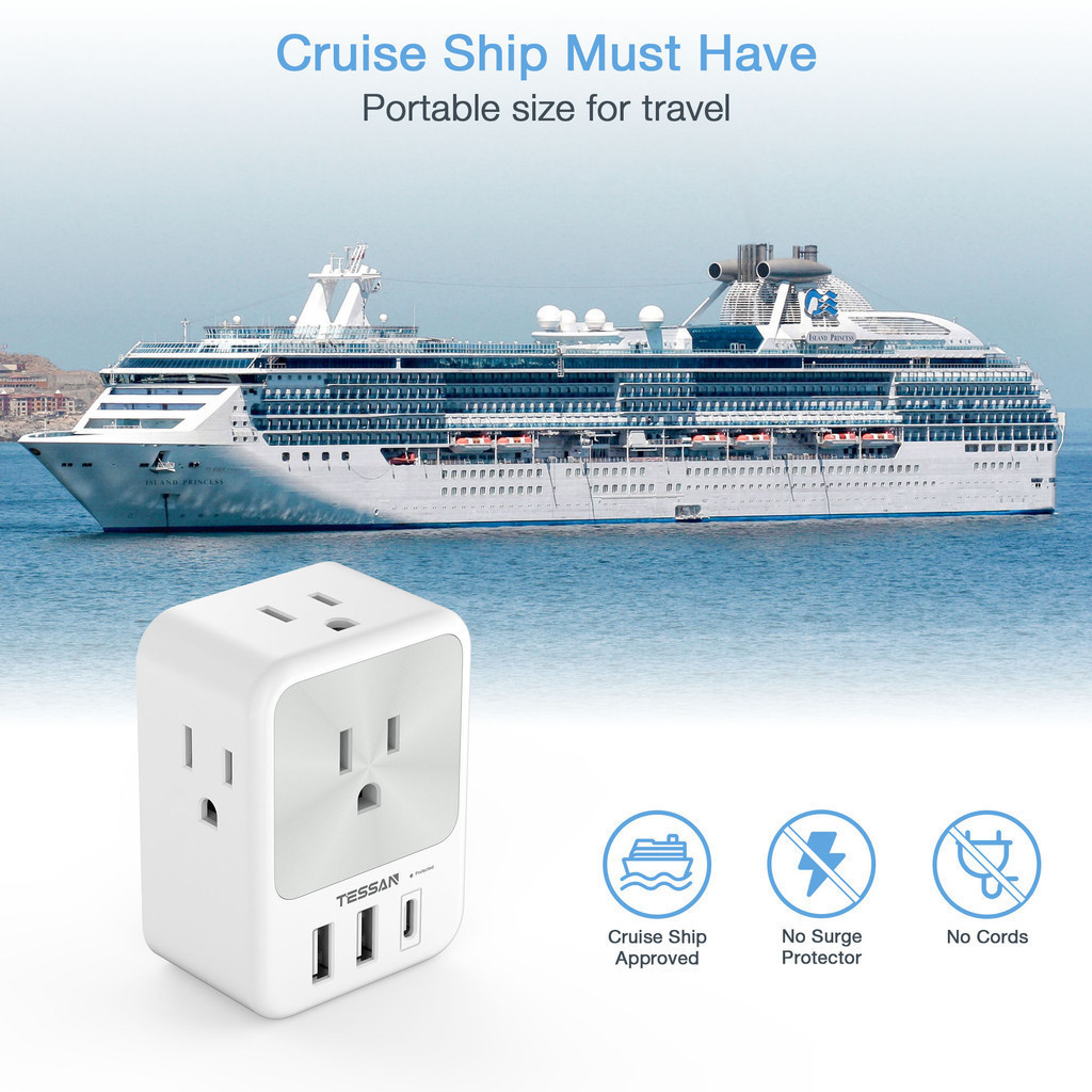 TESSAN Multi Plug Wall Outlet Electrical Outlet Extender with 4 USB (1 ...