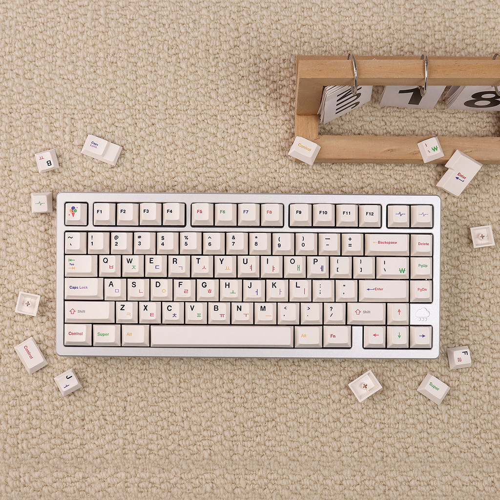 Korean Keycaps BOW Minimalism White/ Milky White Cherry Profile PBT ...