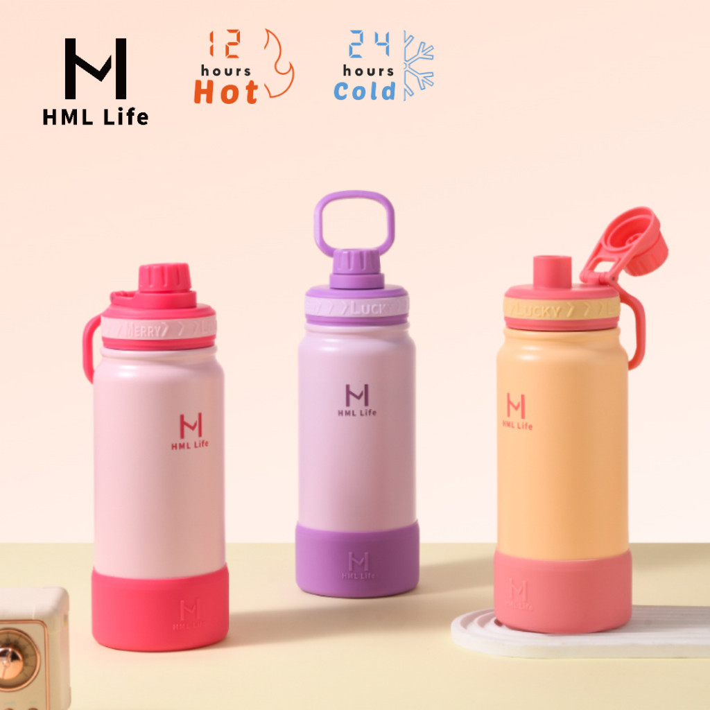 HML LIfe Product Series Wide Mouth with Spout Lid Vacuum Insulated Drinking Water Flask 400ml ...