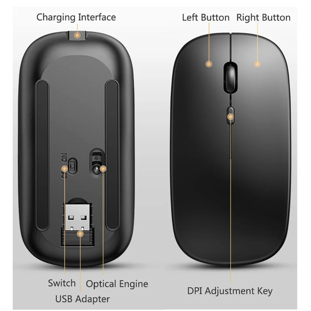 Rechargeable Bluetooth Mouse Wireless Dual Mode 5.2 Silent Computer ...