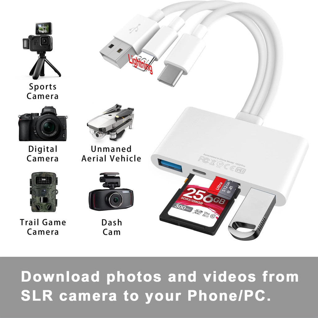 For iOS to SD TF Memory Card Reader 5 in 1 USB OTG Adapter with ...