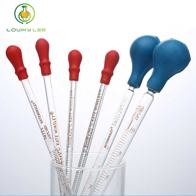 Glass 0.5/1/2/3/5/10ml Pipette Measuring Graduated Dropper with Rubber ...