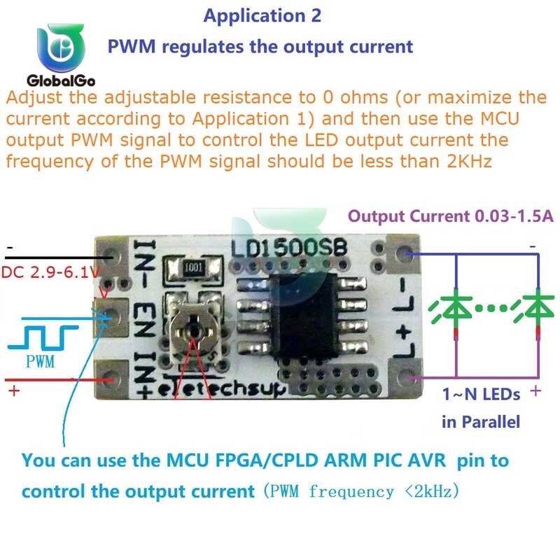 28-1500MA DC 3-6V LED Adjustable Output Driver Module PWM Controller DC ...