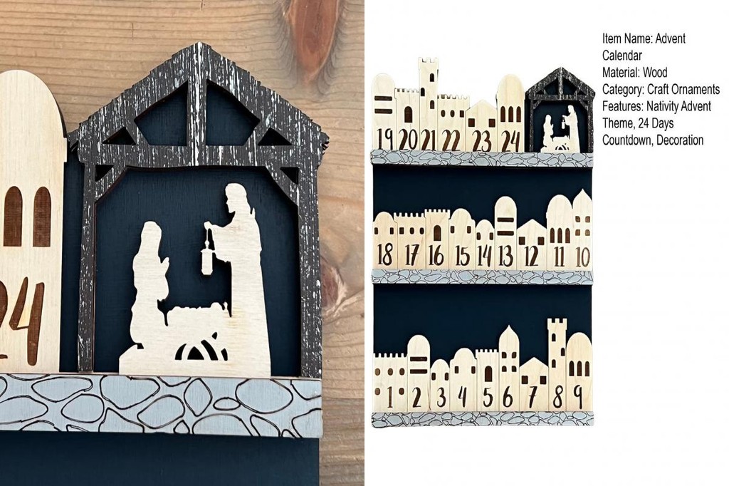 Nativity Scene Decoration Wooden Nativity Advent Calendar Christmas ...