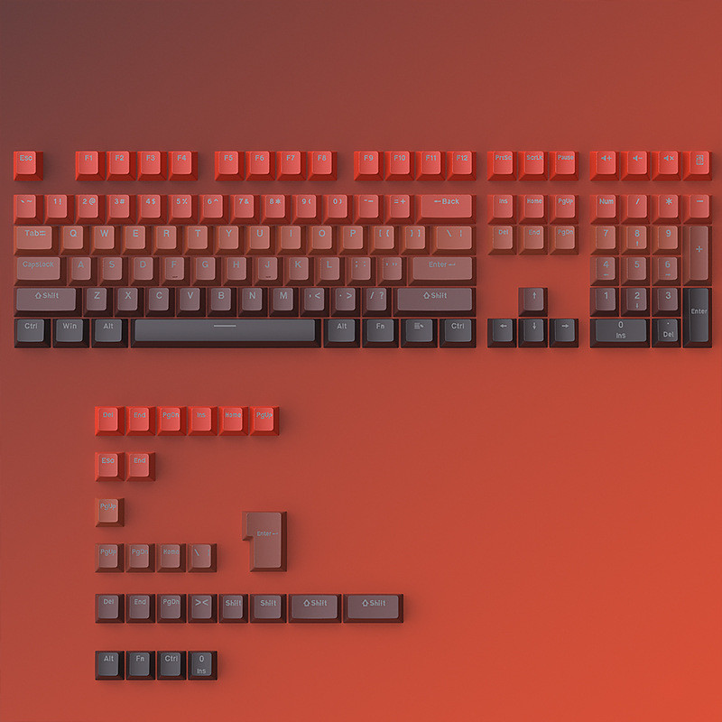 【Local Delivery】Red Black Gradient Front Carving Through Light Keycap ...