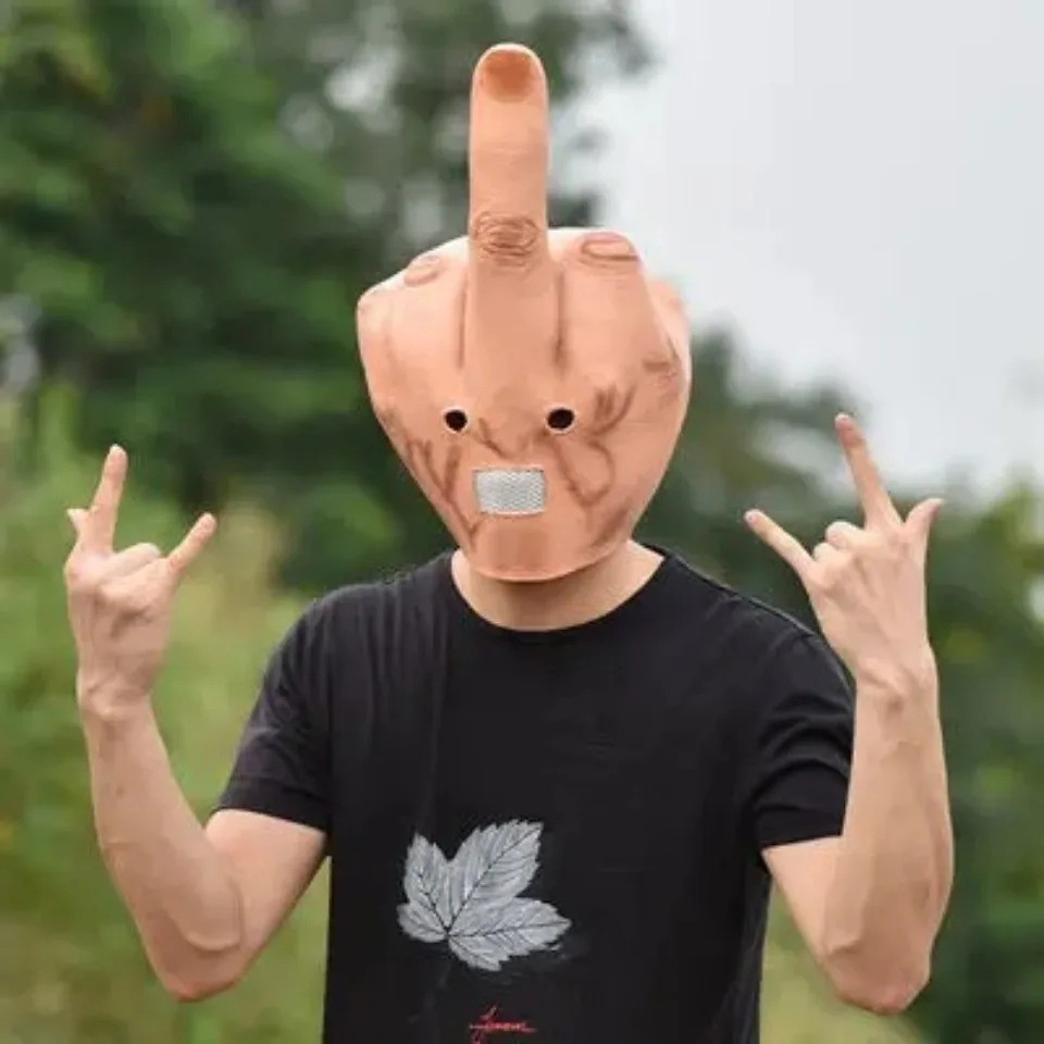 § Halloween Contempt Middle Finger Mask Headdress Bar Nightclub ...