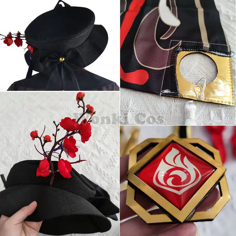 Game Impact Hutao Costume Hu Tao Cosplay Wig With Hat Original Rings ...