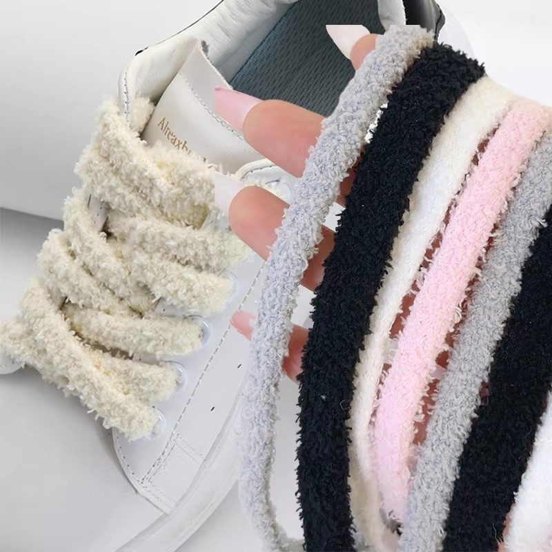 Wide Flat Plush Towel Shoelaces - Trendy Coolstring Sneaker Laces ...