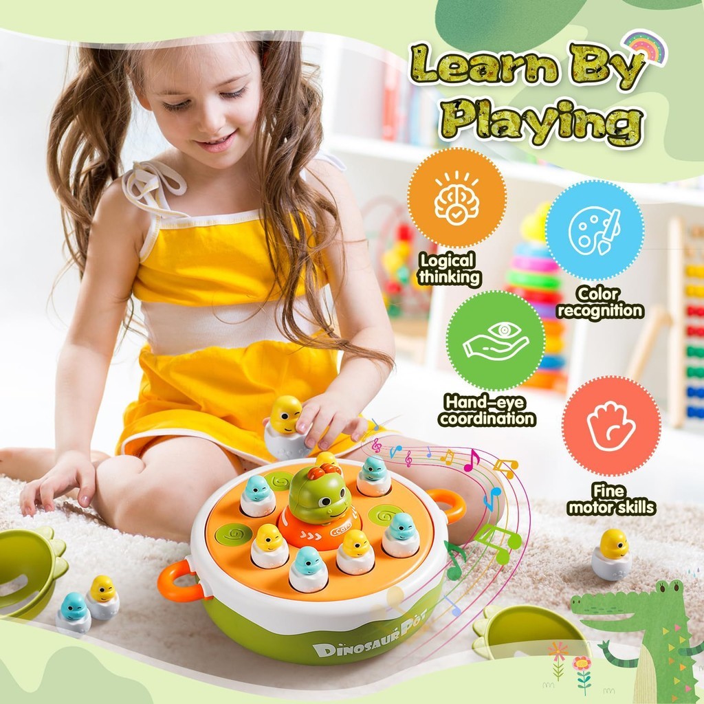 4 IN 1 Dinosaur Pop Up Board Games Magnetic Fishing Game Turntable ...