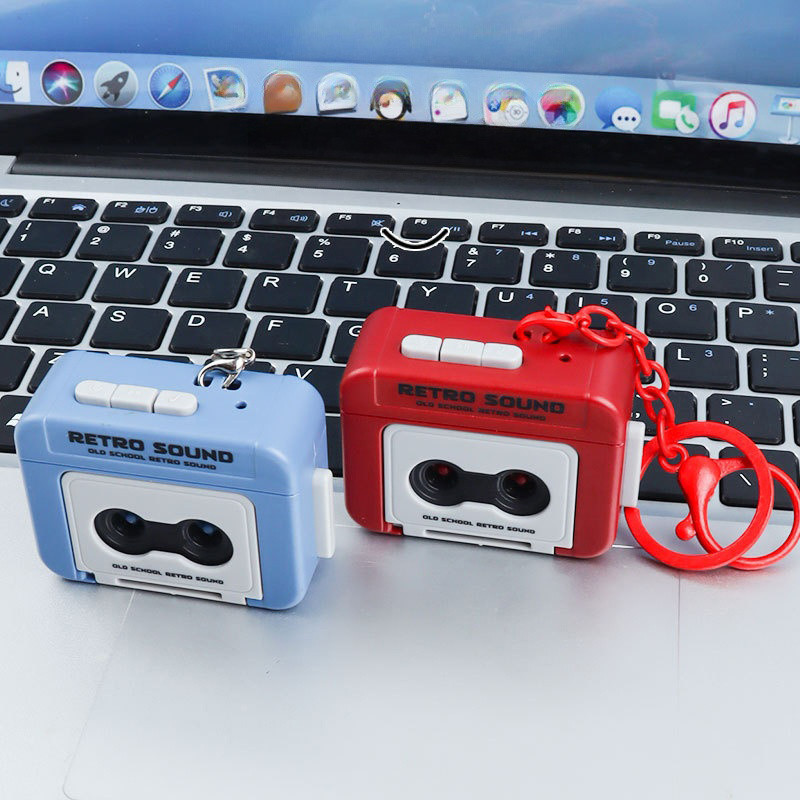 Tape Recorder-shaped Keyrings Mini Retro Color Music Player Key Chain ...