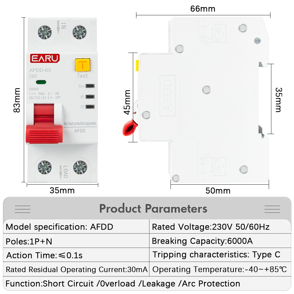 AFDD Fault Arc Protector Breaker Main Switch RCBO MCB Short Circuit Leakage Overload Protection ...