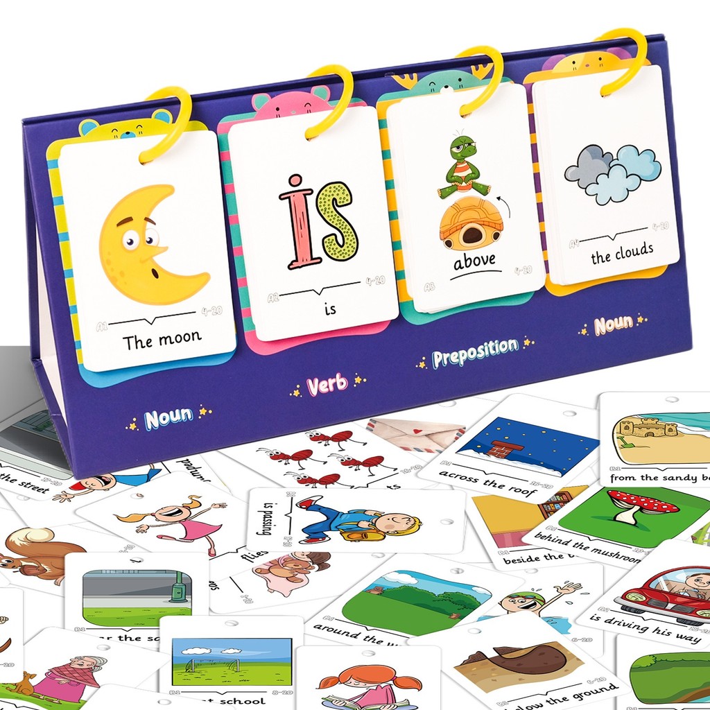 Montessori English Flash Card Set with Stand: Toddler Preschool Noun ...