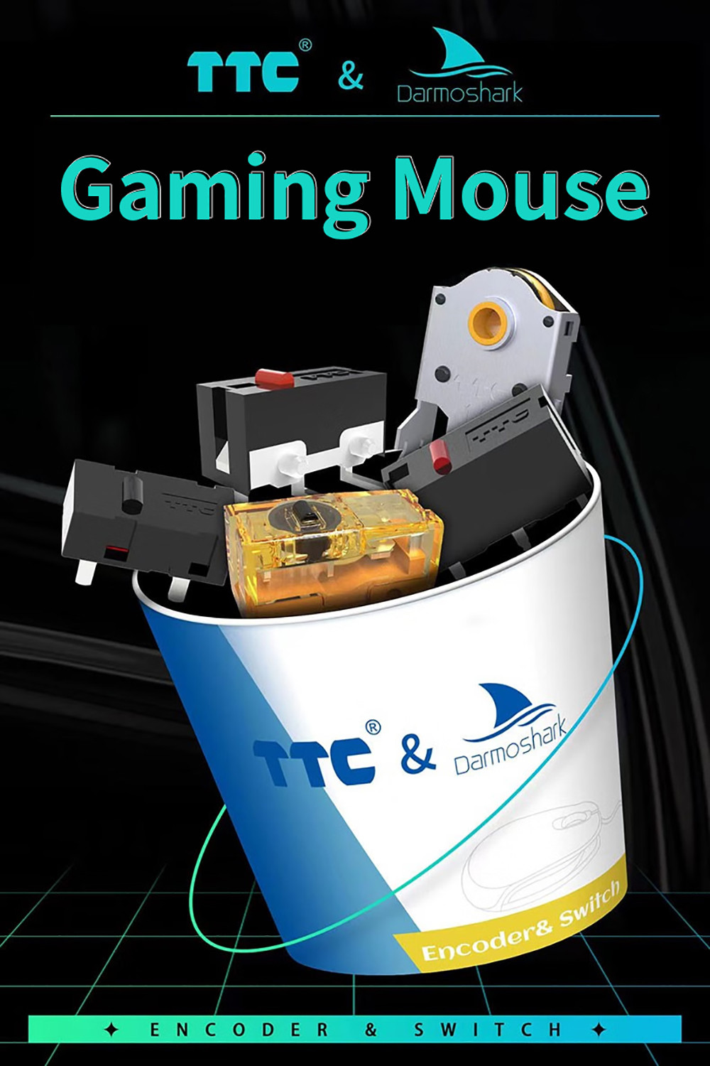 Darmoshark M3 Gaming Mouse Three Mode Bluetooth Wireless Big Hands 26000DPI PAW3395 Optical ...
