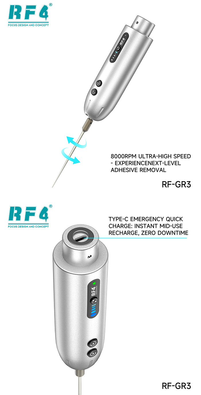 RF4 RF-GR3 Electric glue remover High Speed 8000RPM Adhesive Remover 4-Speed Type-C Quick Charge ...