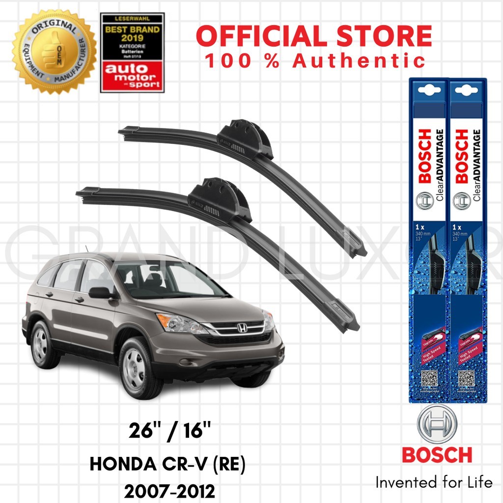 Bosch Clear Advantage Wiper Blade Set for Honda Cr-V (Re) 2007-2012 (26 /16 ) | Shopee Philippines