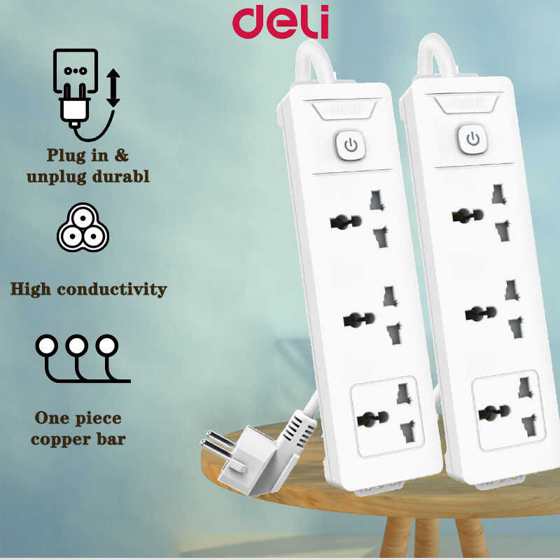 Deli 3/5M Universal Cord Office Household Extension Wire Socket Power ...