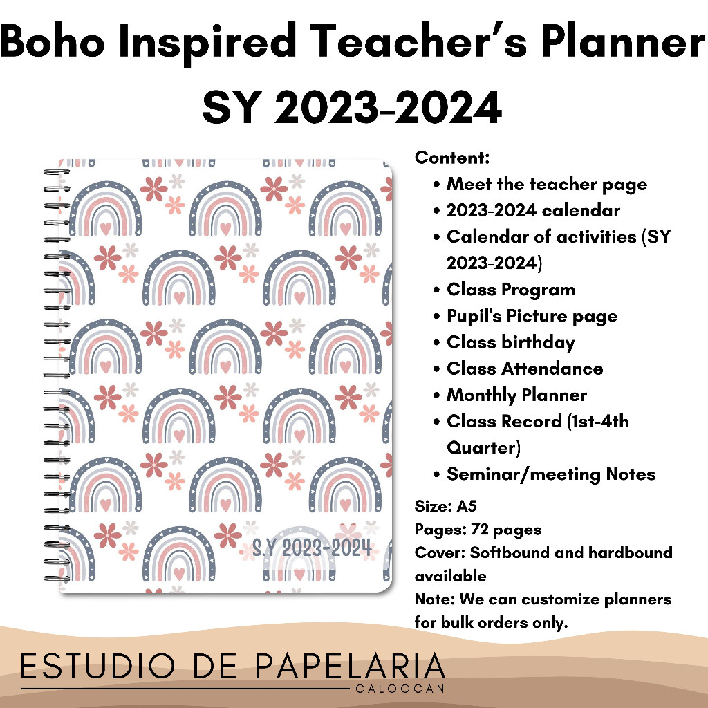 ESTUDIO | Boho Inspired Teacher Planner SY 2025-2026 | Shopee Philippines