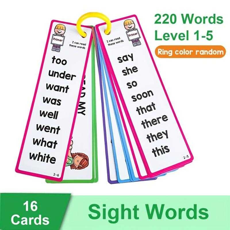 Geetoy 220 English Sight Words Flash Cards Memory Training Educational ...
