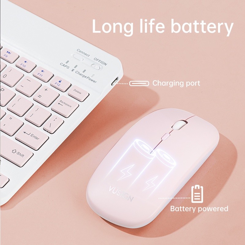 Deli Vusign Portable Keyboard Wireless Bluetooth Gaming Keyboard+Mouse ...