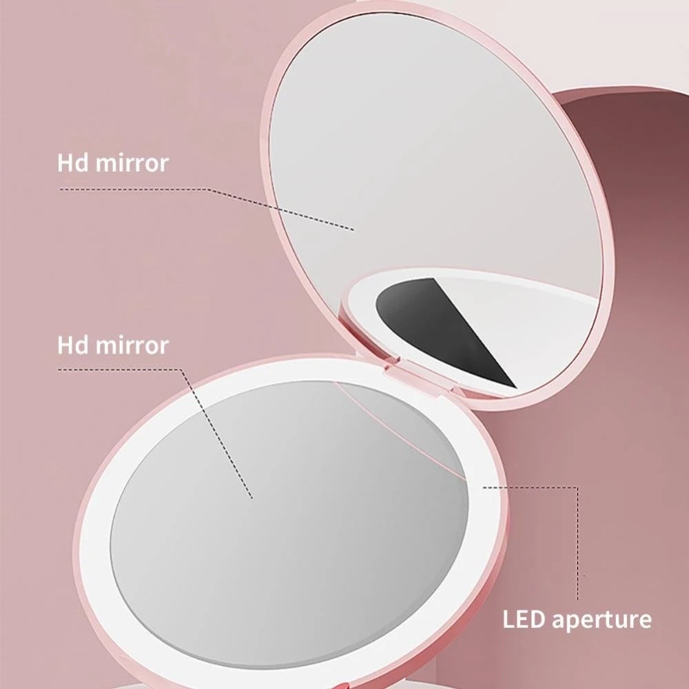 USB Rechargeable Handy LED Mirror for Make-Up Compact Makeup Flip Led ...