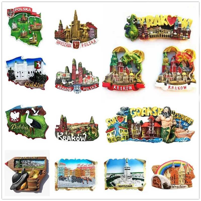 Poland Flavor Landmark Building Fridge Magnets Tourist Souvenirs Crafts ...