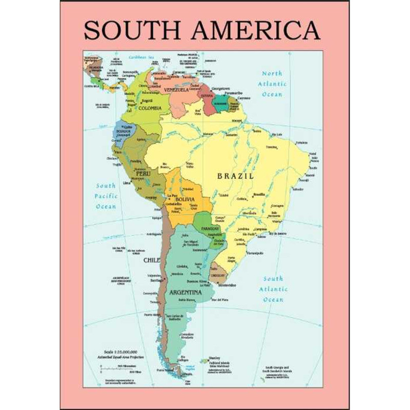 South America Political Map Waterproof A4 Laminated Chart 5474 | Shopee ...