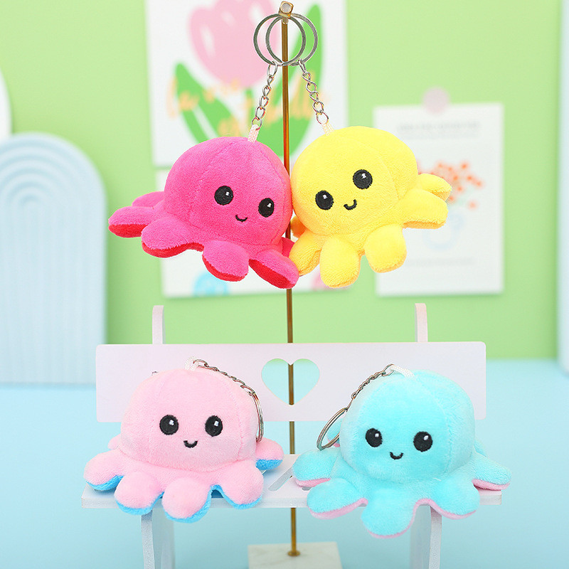 Mood Adorable Changing Reversible Octopus Plush Keychain Cute Animal ...