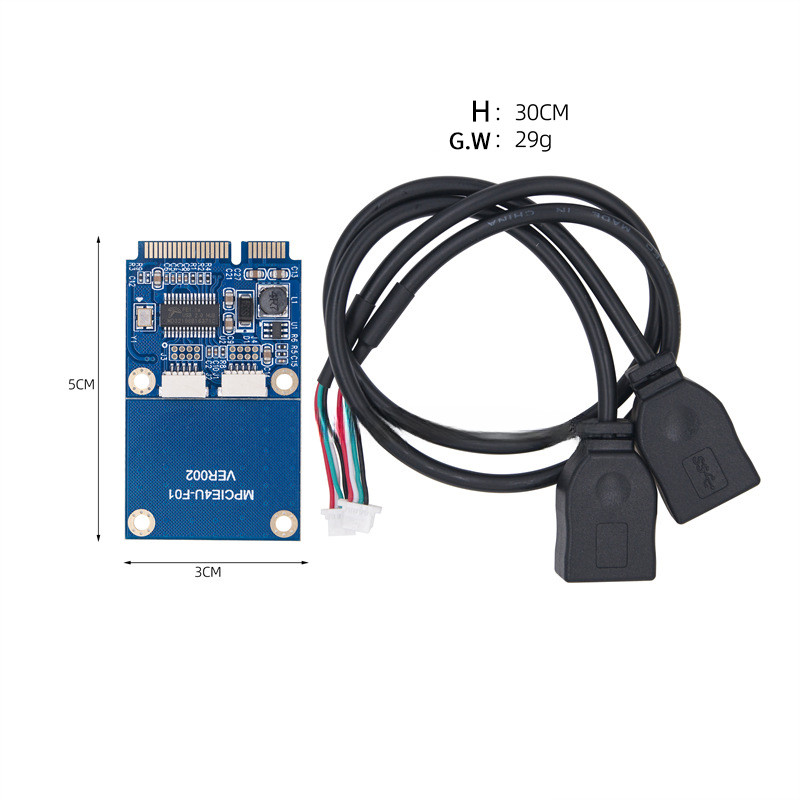 Mini PCI Express to Dual USB Adapter Card mPCIe to 5 Pin 2 Port USB2.0 ...