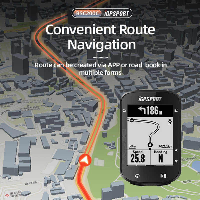 IGPSPORT Bsc200c Cycle Bicycle GPS Computer Wireless Speedometer Bike Digital Ant+ Route Nav ...