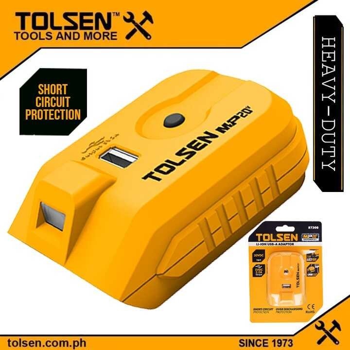 Li- Tolsen ION USB Type A Adaptor W/ 1Watt Work Light (All In One 20V ...