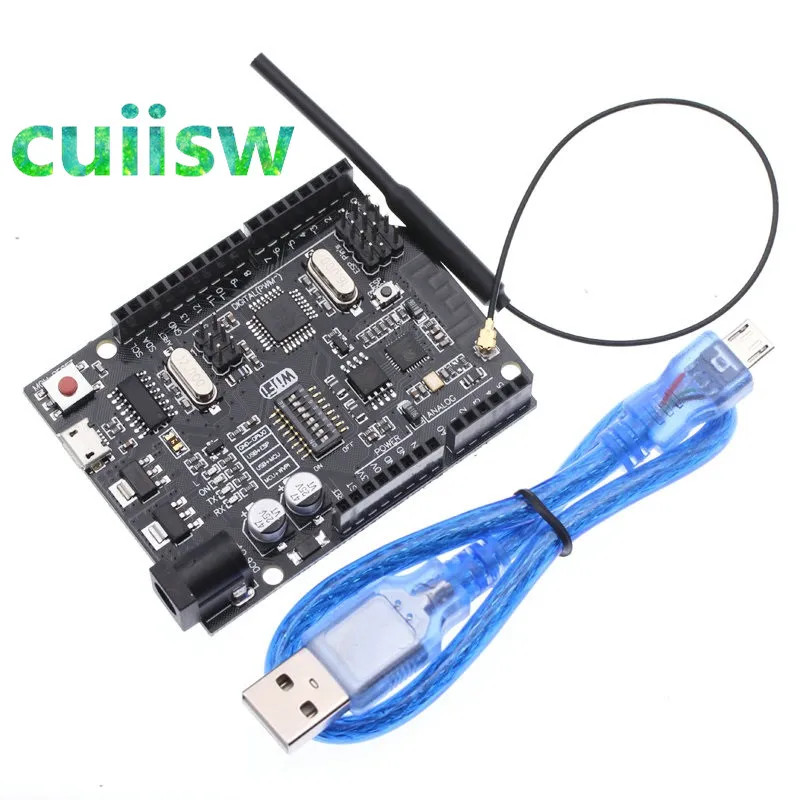 UNO R3 + WiFi ATmega328P+ESP8266 (32Mb memory) USB-TTL CH340G For Arduino Uno NodeMCU WeMos ...