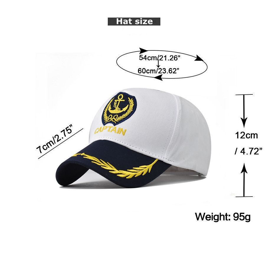 Adult Yacht Boat Ship Sailor Captain Costume Baseball Hat Cap Cotton ...