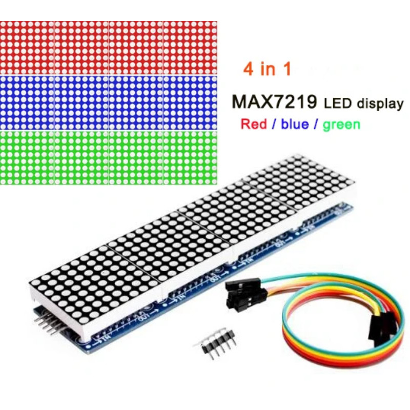 MAX7219 dot matrix module 8*8 common cathode 5V, red, blue and green 4 ...