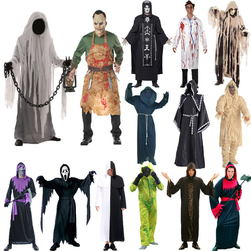 Halloween Scary Vampire Count Wizard Robe Performance Costume Haunted ...