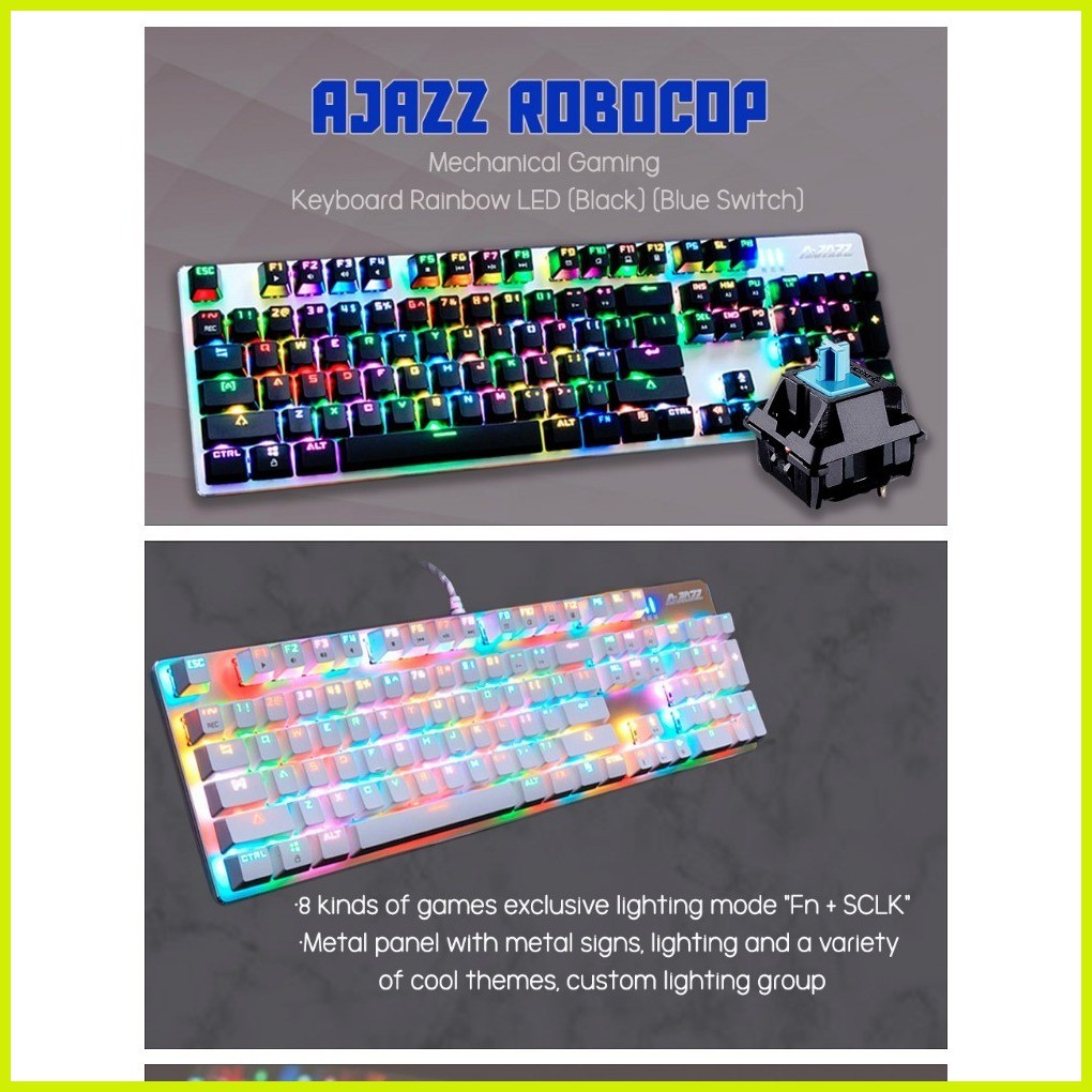 ☑ Ajazz R87 Robocop Chroma RGB 87 Keys TKL Mechanical Gaming Keyboard ...