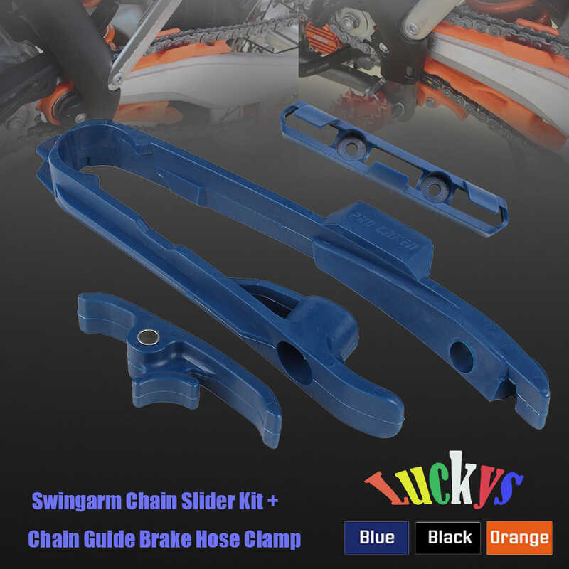 Motorcycle Swingarm Chain Slider Kit+Chain Guide Brake Hose Clamp Para ...