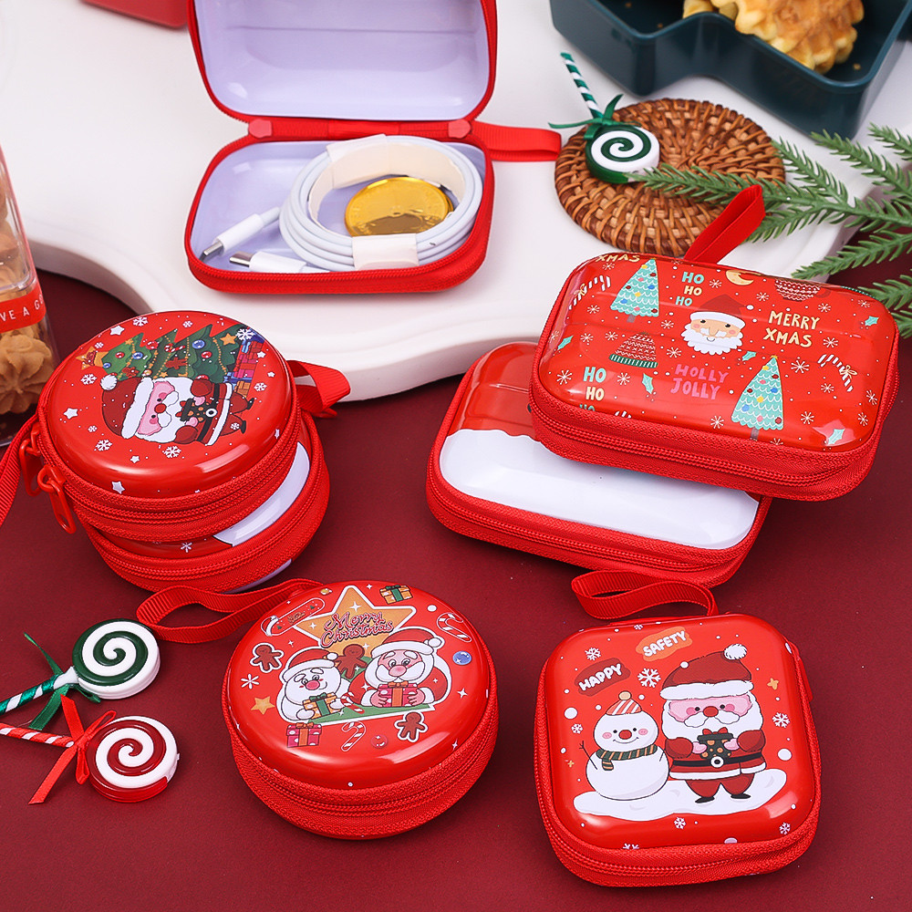 Cute Round Square Christmas Tinplate Coin Purse Cartoon Mini Kids ...