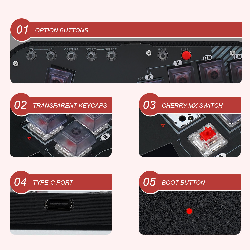 Mini Hitbox Controller Socd Arcade Stick Keyboard Rgb Cherry Switch For Pc Android Ps4