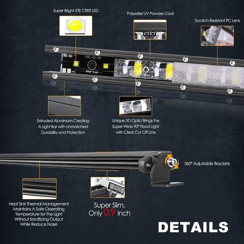8D 8 12V 24V Spotlight Offroad Slim Barra LED Work Bar For Truck Atv ...