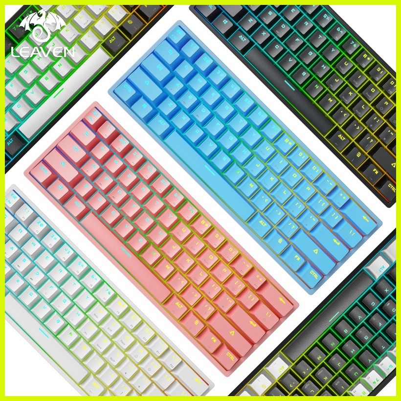 Leaven K620 Mechanical RGB Keyboard 61Key Removable Wire USB Blue ...