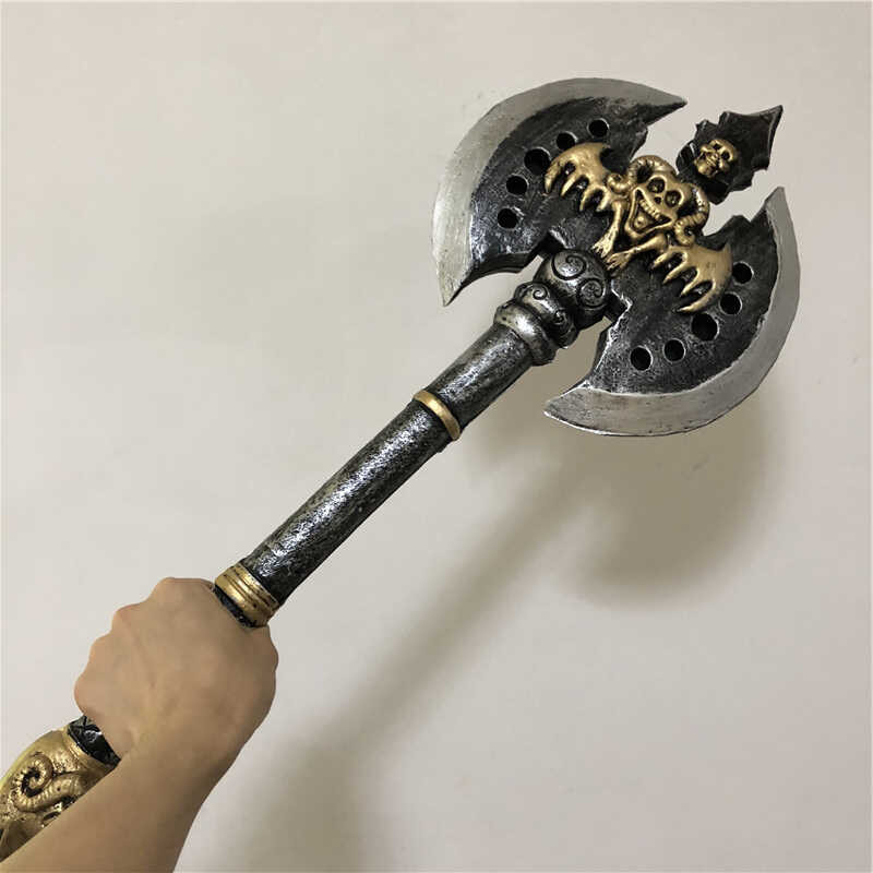Halloween 1:1 Cosplay Prop Knight Orc Double-Edged Black Axe Weapon ...
