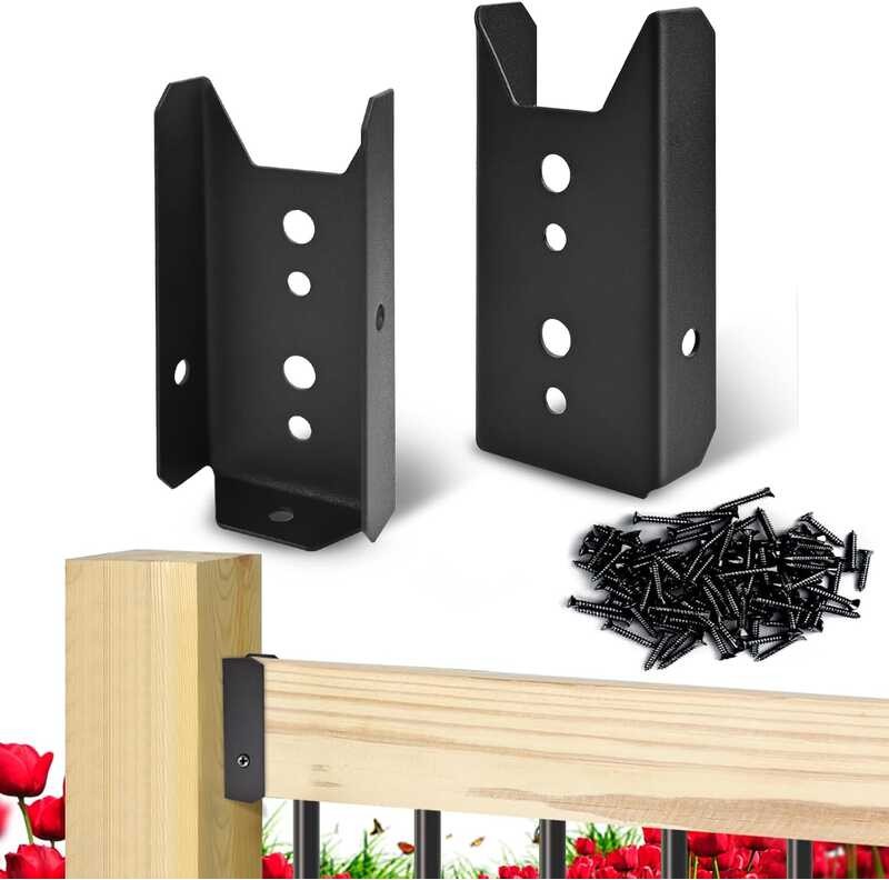 wooden LukLoy 2x4 rail bracket, 20 black fence bracket repair kit, deck ...