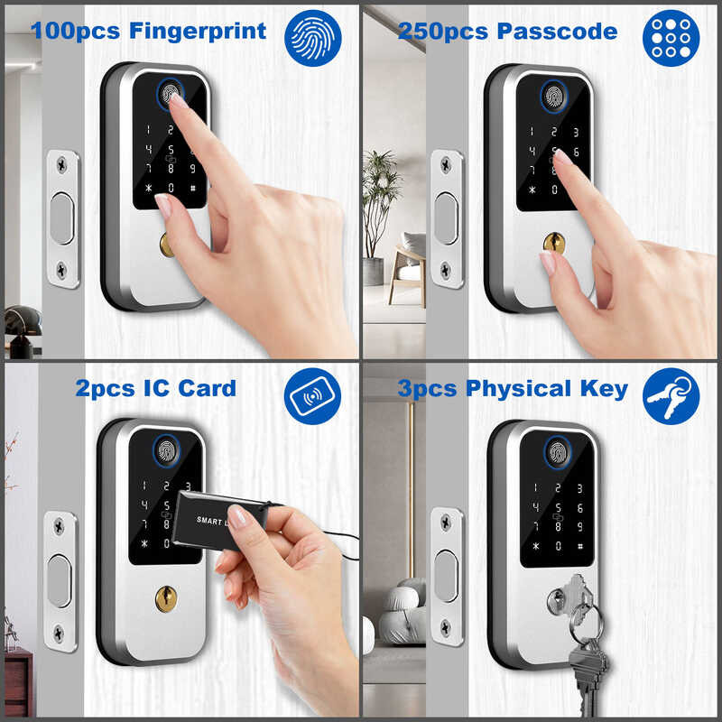 Smart Deadbolt Lock, Biometric Fingerprint Front Door Lock - Finger ...