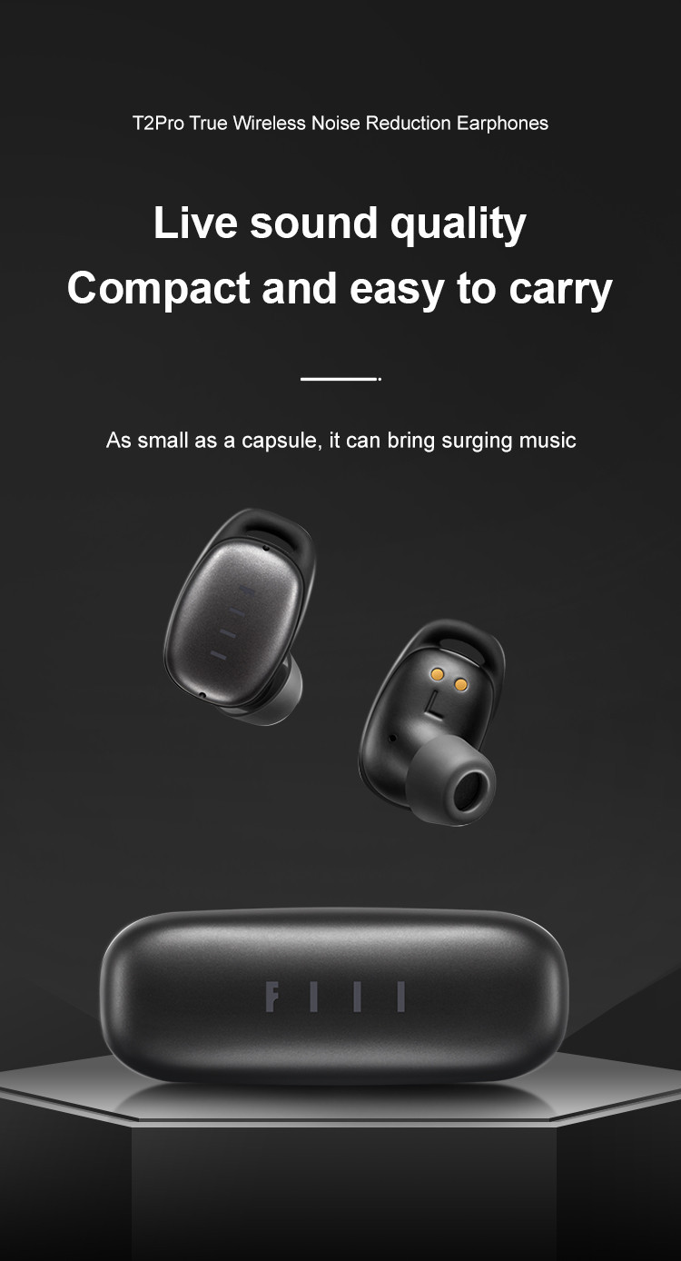 FIIL T2 Pro Wireless Earphone Dual-Mic 37dB Hybrid ANC Bluetooth 5.2 ...