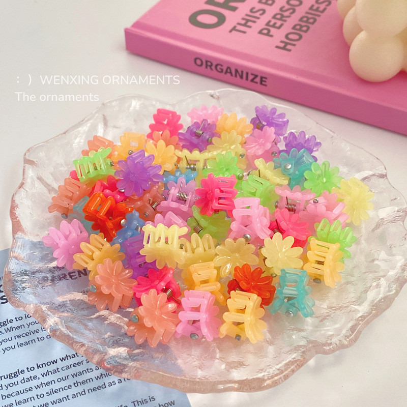 30Pcs/50Pcs Bag Mini Cute Kids Hairpins Cartoon Colorful Crown Flowers ...